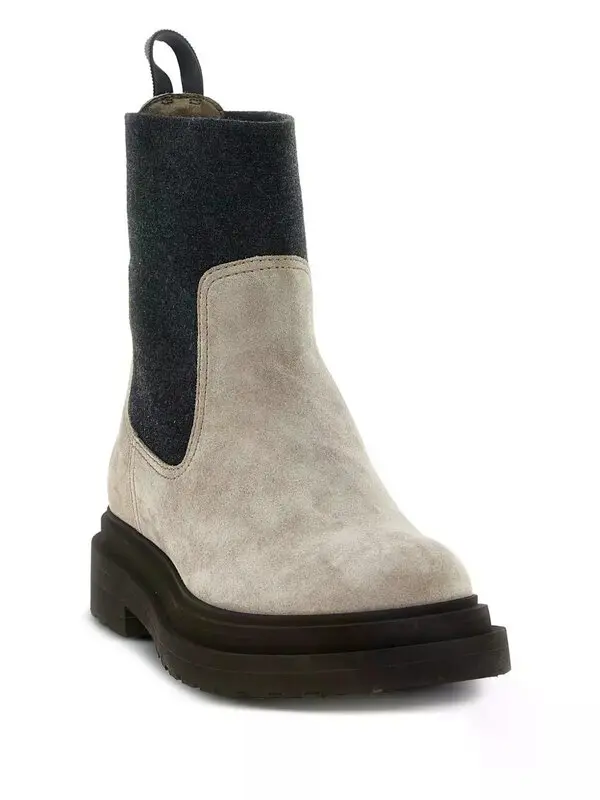 Brunello Cucinelli Knit-insert Suede Boots