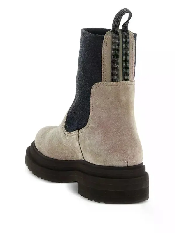 Brunello Cucinelli Knit-insert Suede Boots