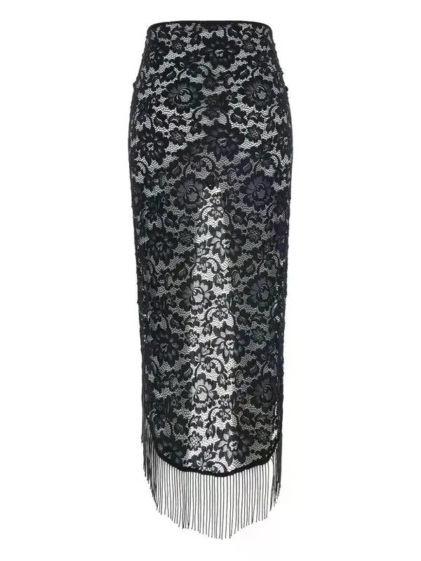 VENUJA Lace Fringed Midi Skirt
