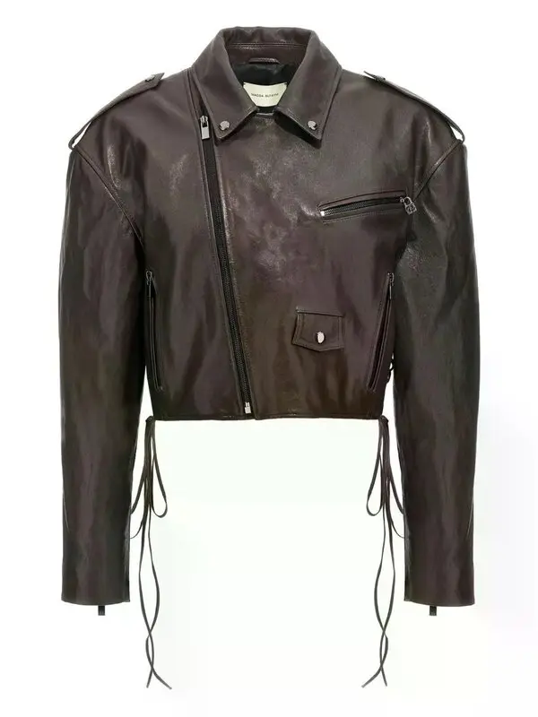 Magda Butrym 19 Leather Jacket With Lace-up Detail - Brown