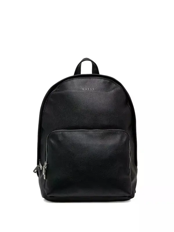 Guess Logo-Plaque Zipped Backpack - Black | Editorialist display picture 1