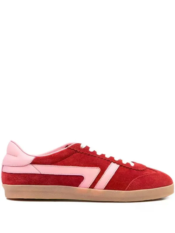 Closed Suede Panelled Sneakers - Red