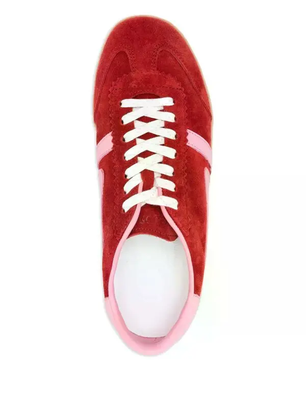 Closed Suede Panelled Sneakers - Red