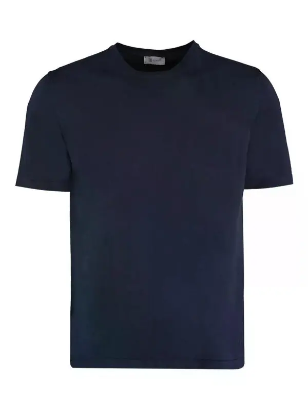 THE (ALPHABET) Knit Cotton T-shirt - Blue