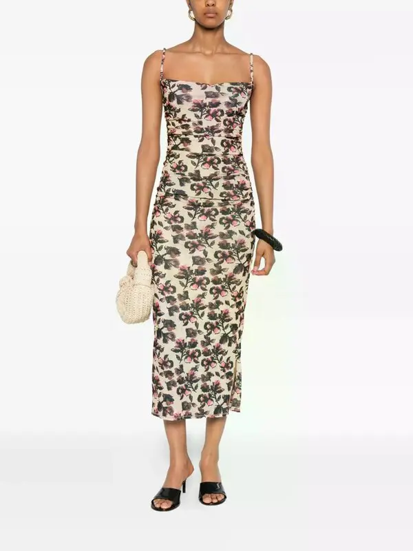 Nanushka Floral-print Ruched Midi Dress