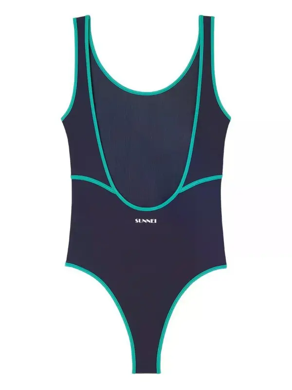 Sunnei Arena Contrast-trim Swimsuit - Grey