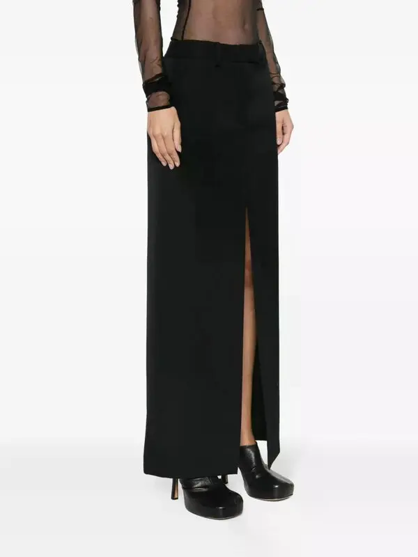 MODES Wool Midi Skirt With Front Slit