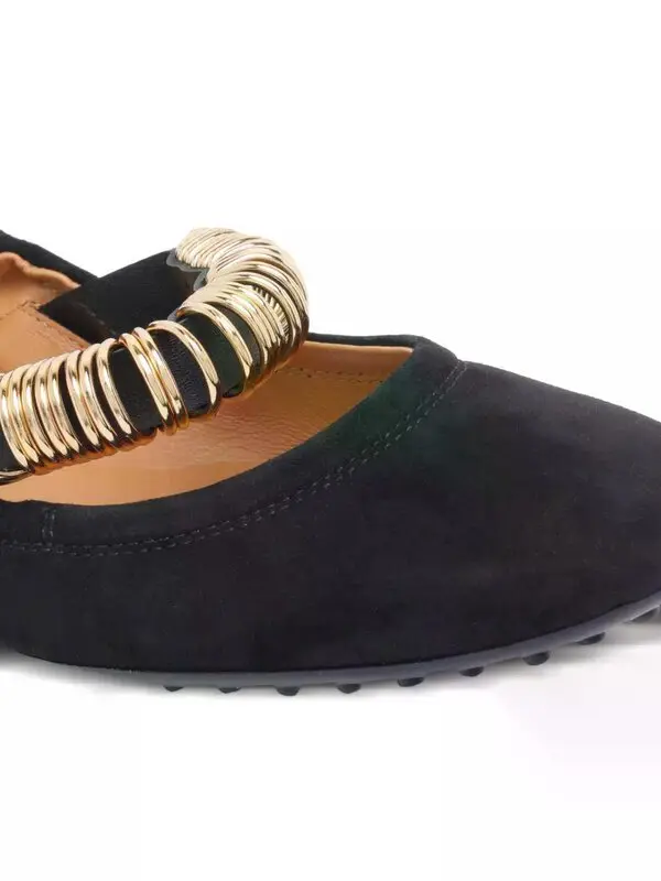 TOD'S Ring-detail Suede Ballet Flats