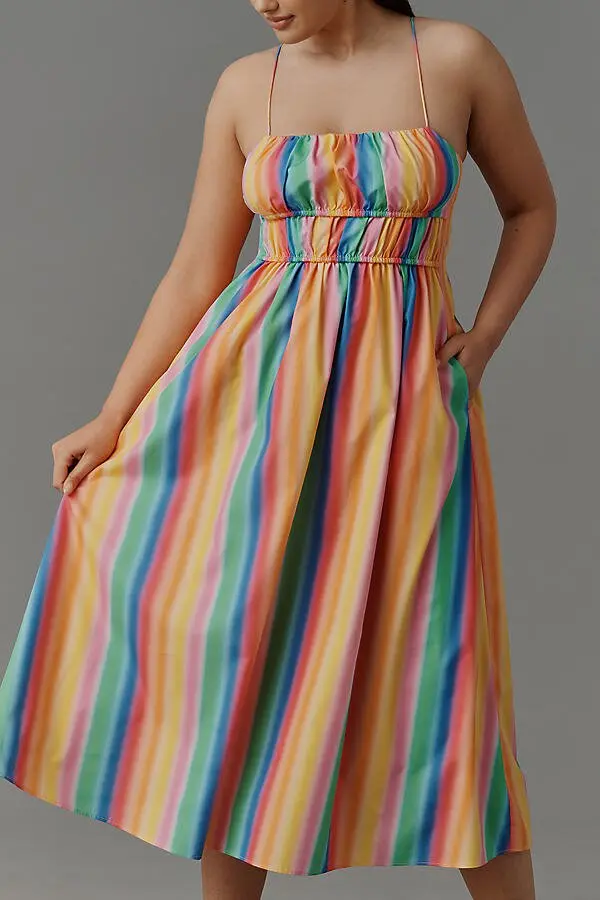 knee length dresses for ladies Sleeveless Flared Midi Dress – English Factory