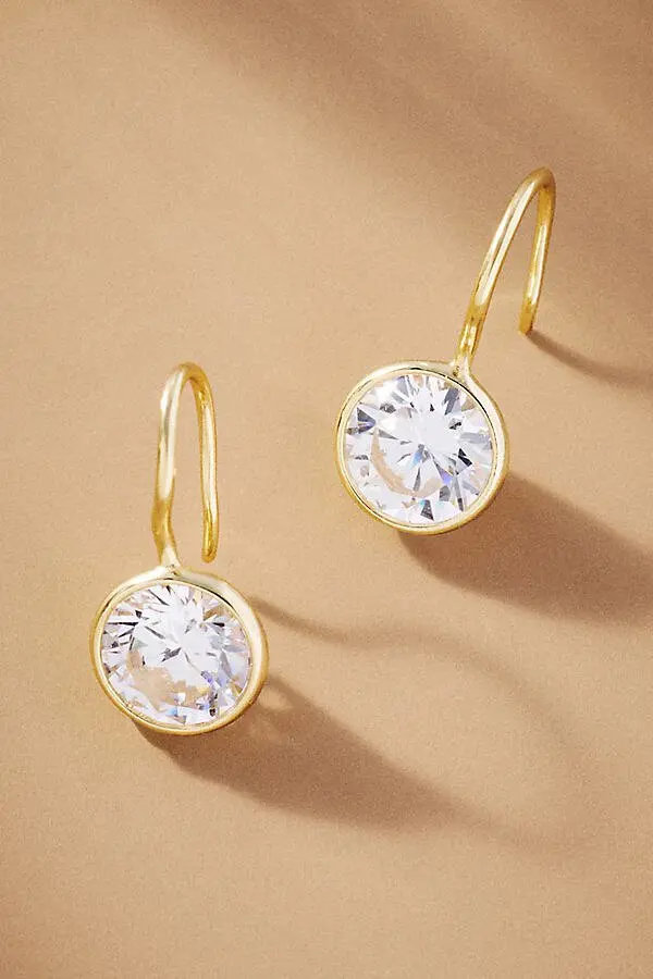 Shashi Bezel-set Crystal French Hook Earrings - Gold