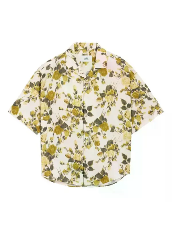 AMI Paris Floral-print Short-sleeved Camp Shirt