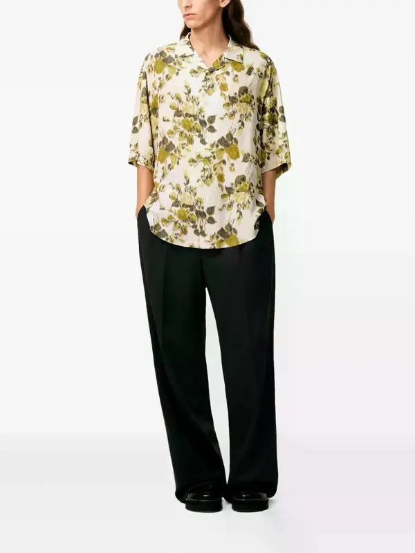AMI Paris Floral-print Short-sleeved Camp Shirt