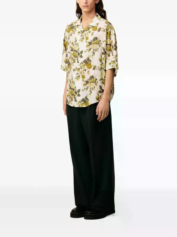 AMI Paris Floral-print Short-sleeved Camp Shirt