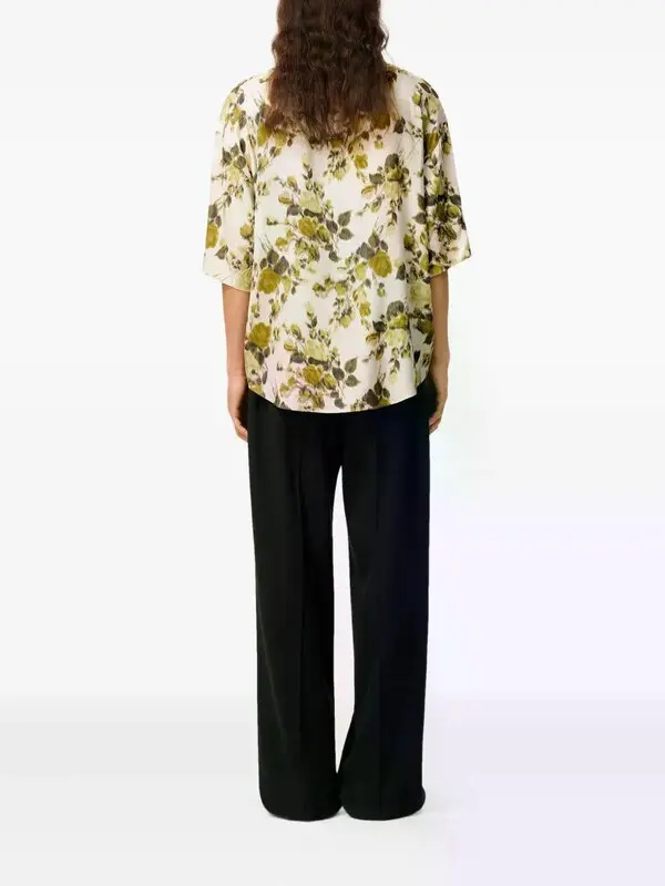 AMI Paris Floral-print Short-sleeved Camp Shirt