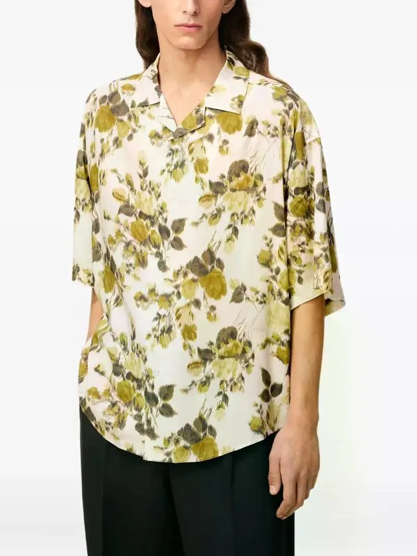 AMI Paris Floral-print Short-sleeved Camp Shirt