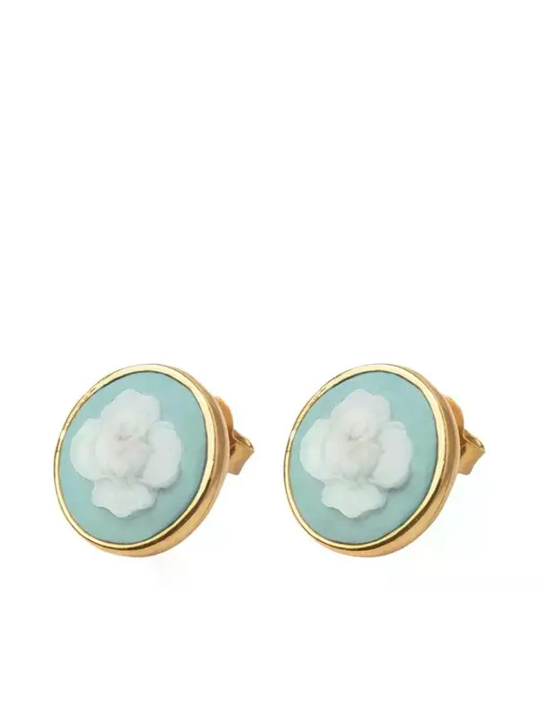 CAMEO & BEYOND Delicate Rose Stud Earrings - Gold