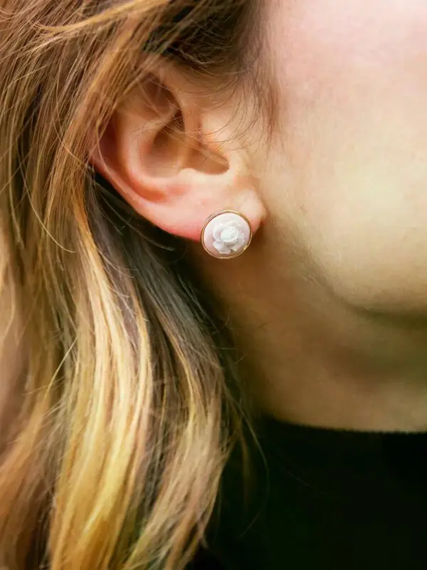 CAMEO & BEYOND Delicate Rose Stud Earrings
