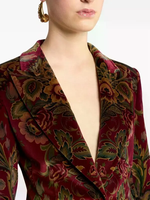 Etro Floral Print Velvet Blazer