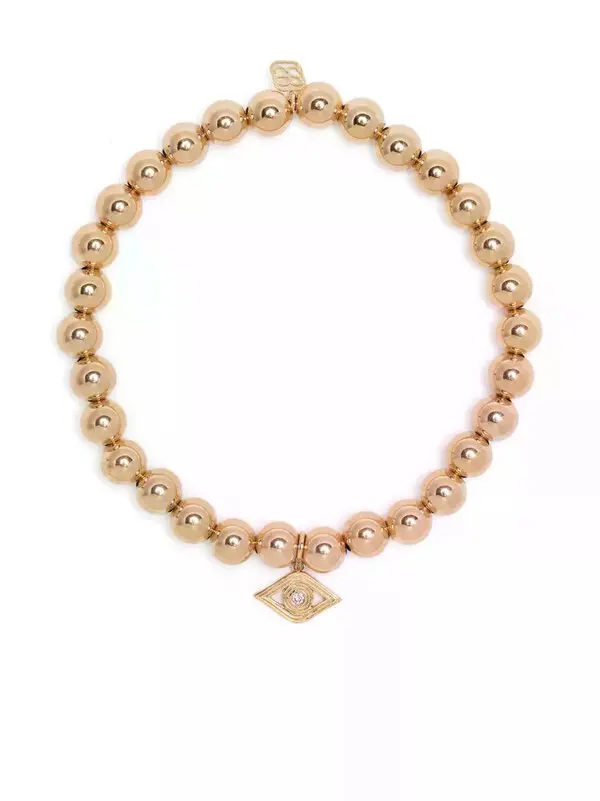 SYDNEY EVAN 14kt Yellow Evil Eye Diamond Charm Bracelet - Gold