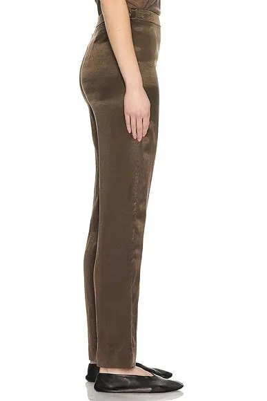 THE ROW Miros Pant In Cupro - Dark Brown