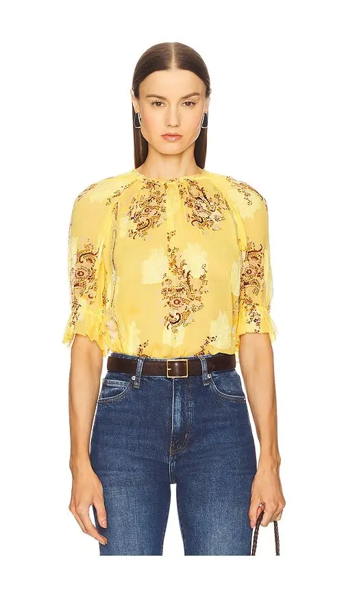 Ulla Johnson Pippa Short Sleeve Blouse - Yellow