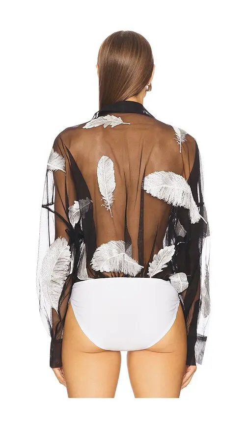 Norma Kamali Boyfriend Neck Shirt Bodysuit