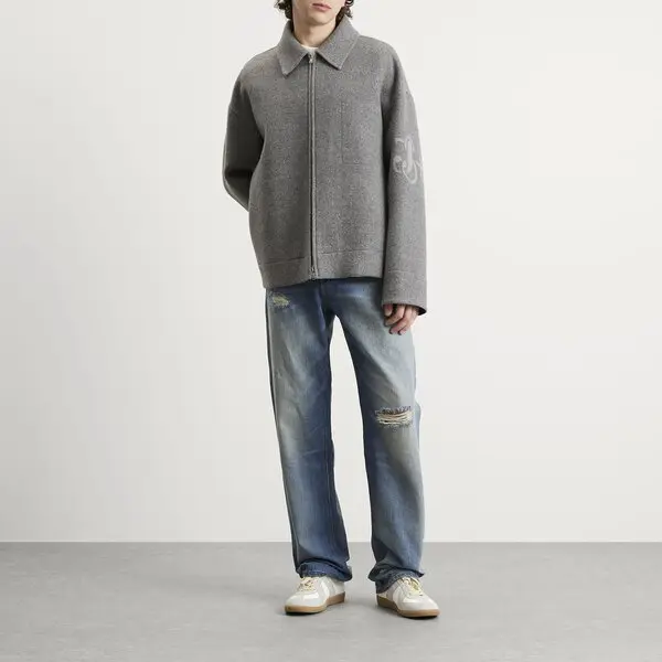JIL SANDER Double Face Wool Zip Through Jacket