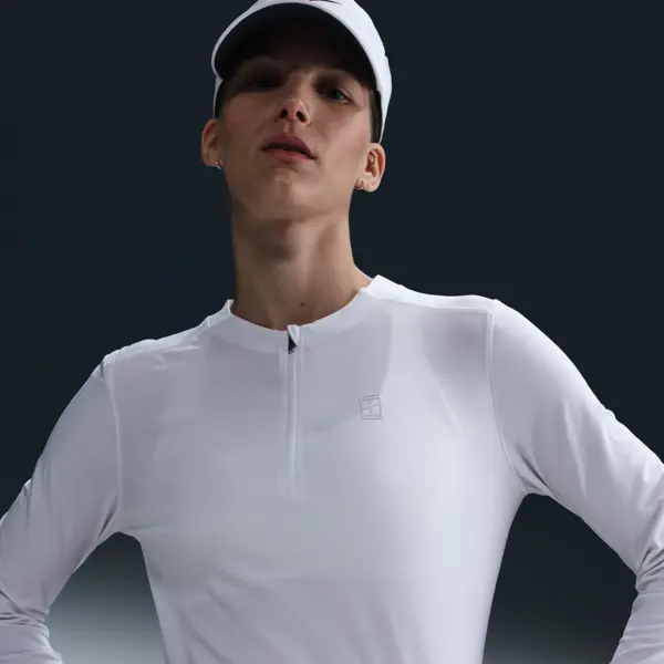 Nike Court Advantage Dri-fit Mid-layer Tennis Top - White