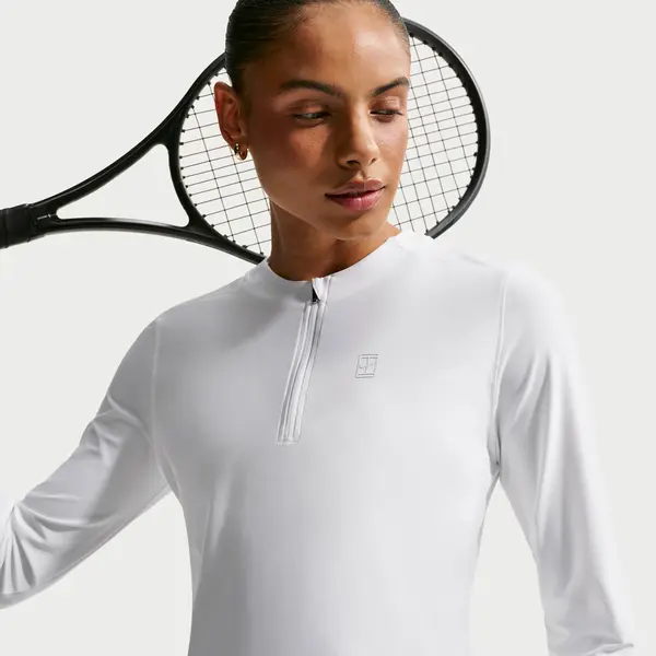 Nike Court Advantage Dri-fit Mid-layer Tennis Top - White