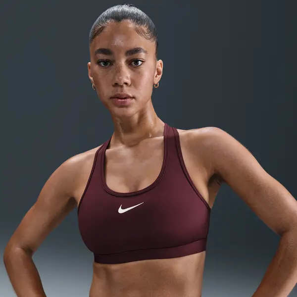 Nike Swoosh Medium Support Padded Sports Bra - Red