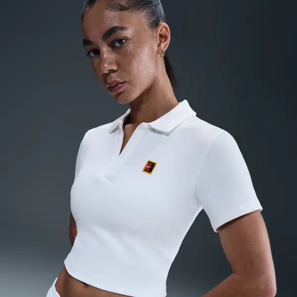 Nike Court Heritage Short-sleeve Cropped Tennis Polo - White