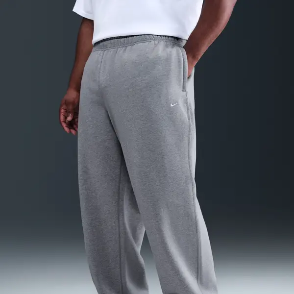 Nike Solo Swoosh Fleece Open-hem Pants - Grey