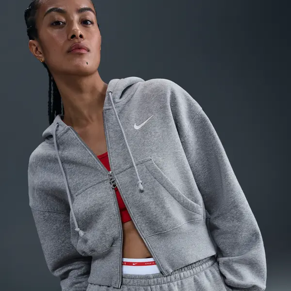 Nike Sportswear Phoenix Fleece Loose Full-Zip Cropped Hoodie