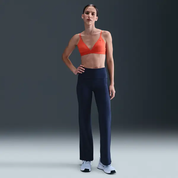 Nike One Dri-fit High-waisted Fold-over Pants - Blue