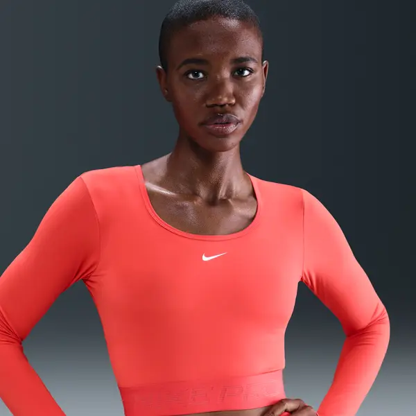 Nike Pro Dri-fit Cropped Long-sleeve Top - Red