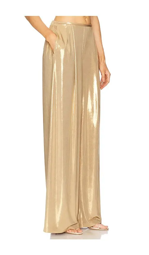 Norma Kamali Pleat Pant In Metallic In Gold 10% Off Editorialist