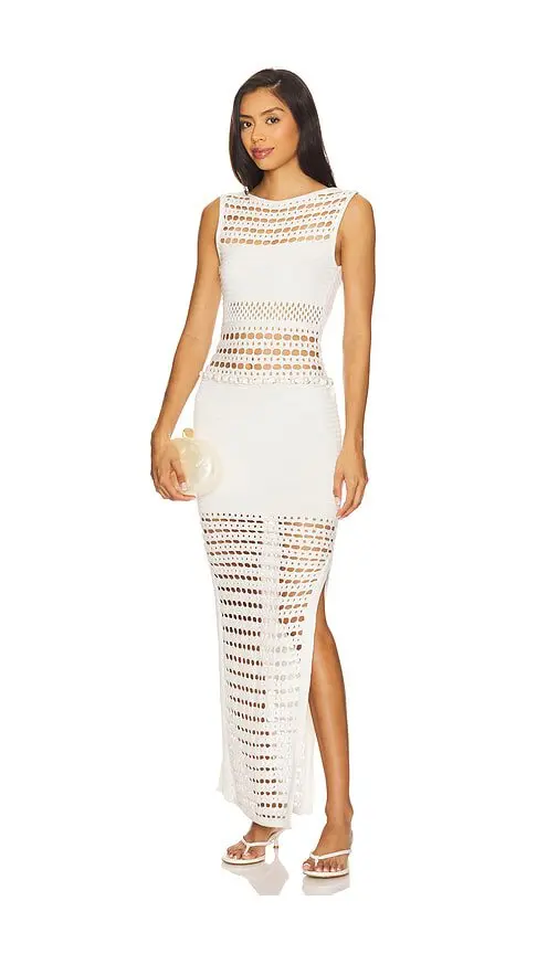 Retrofete Kylan Knit Crochet Dress - White