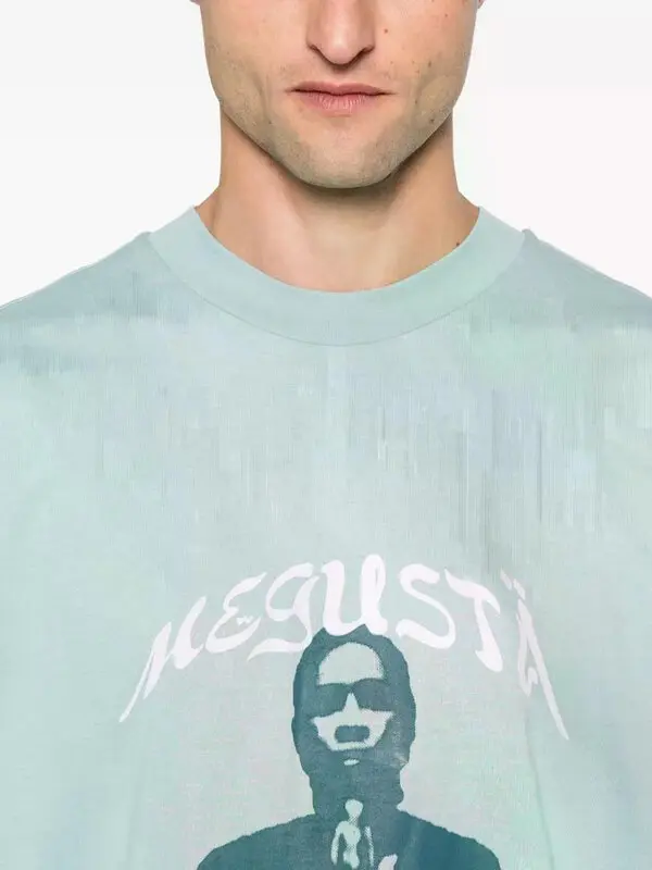MEGUSTA Prayer Graphic-print T-shirt - Blue
