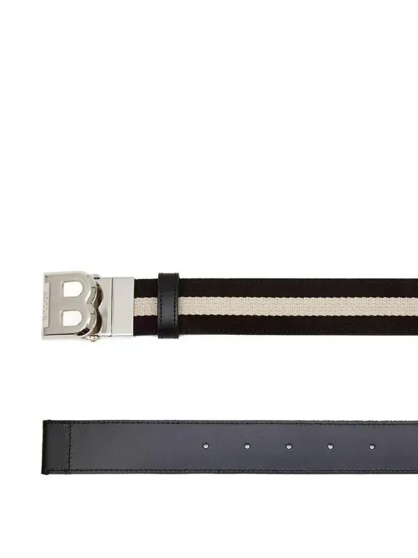 Bally Striped Leather Belt - Black | Editorialist display picture 1