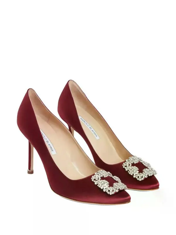 Manolo Blahnik 100mm Hangisi Crystal-embellished Satin Pumps