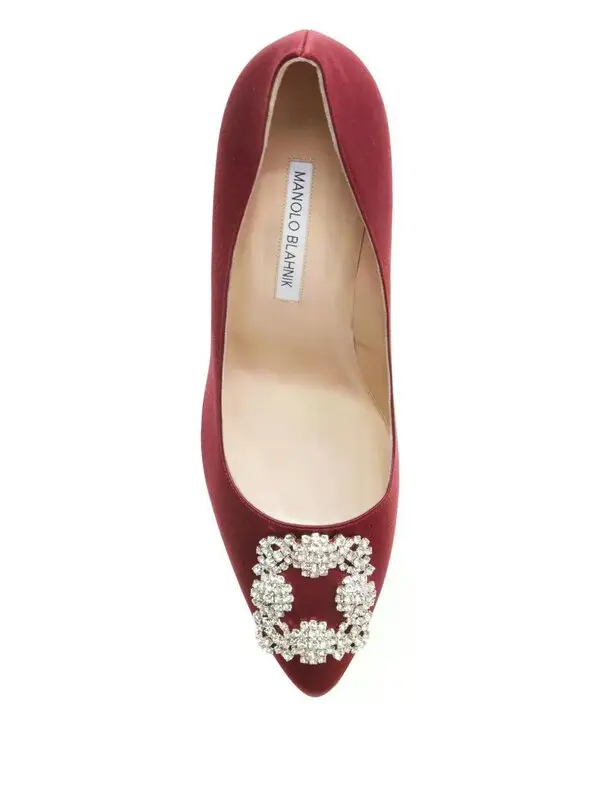 Manolo Blahnik 100mm Hangisi Crystal-embellished Satin Pumps