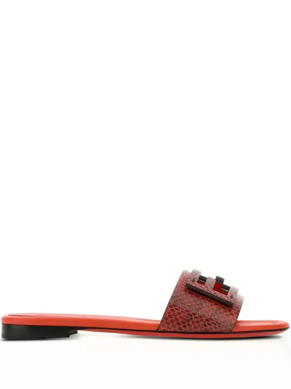 Fendi Leather Baguette Sandals - Red