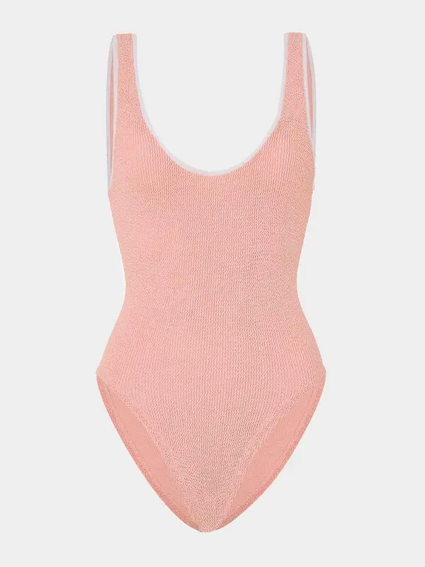 Hunza G Faye One Piece Swimsuit - Peach/white