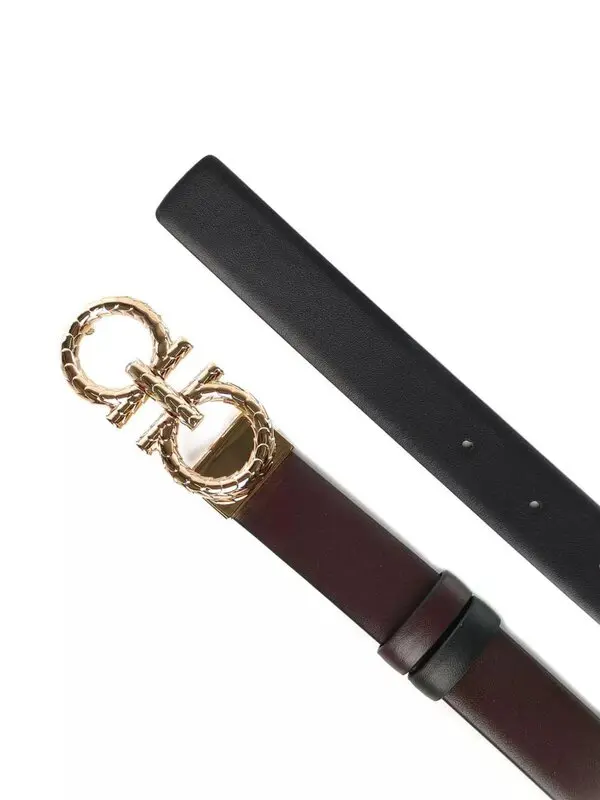 FERRAGAMO Gancini Buckle Leather Belt - Red