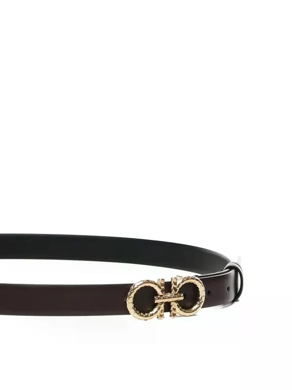 FERRAGAMO Gancini Buckle Leather Belt - Red