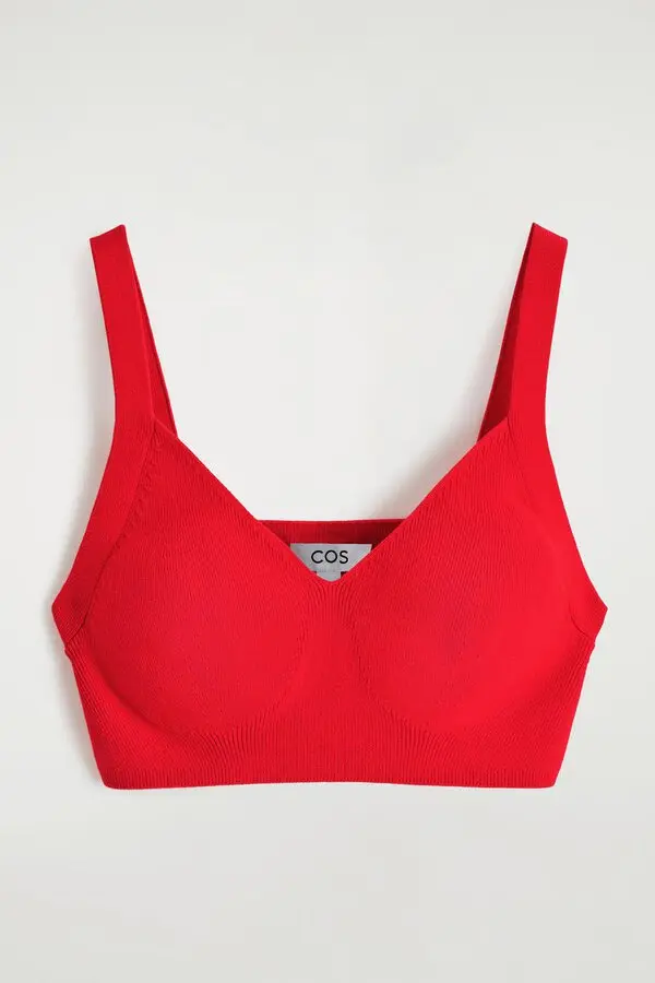 Cos Knitted Cotton Bralette - Red