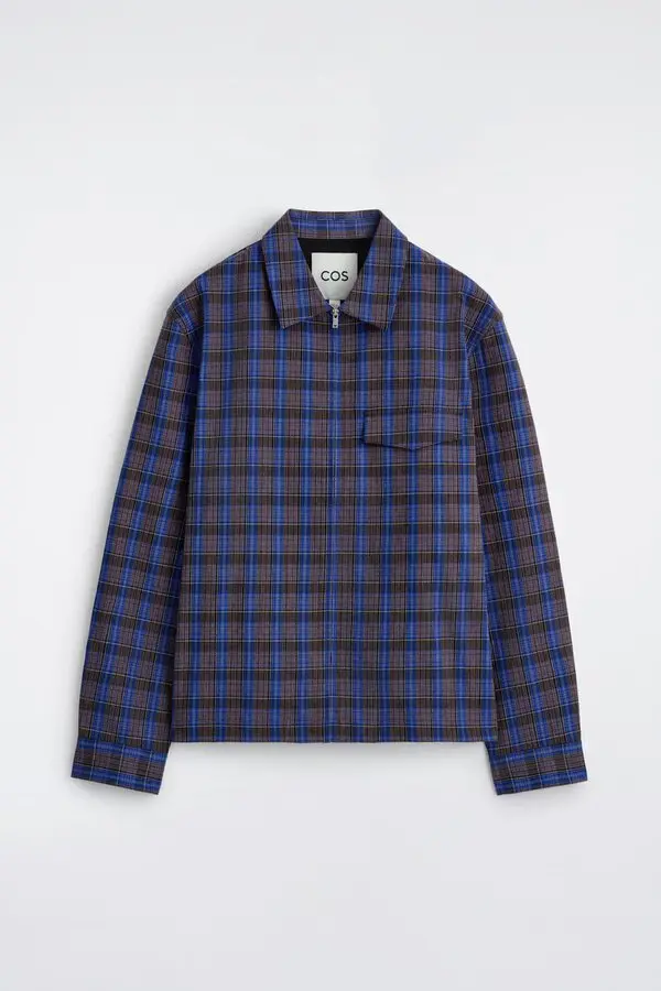 Cos Cotton Zipped Overshirt - Blue