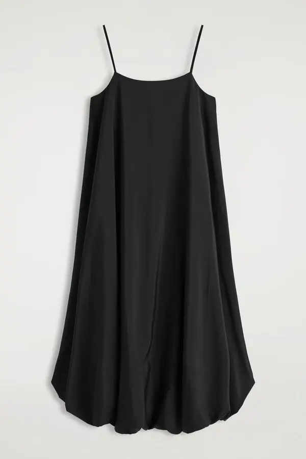 Cos Bubble-hem Midi Dress - Black