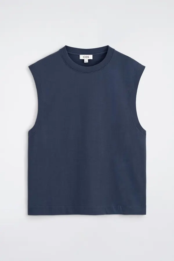Cos Relaxed Cotton-crepe Tank Top - Navy