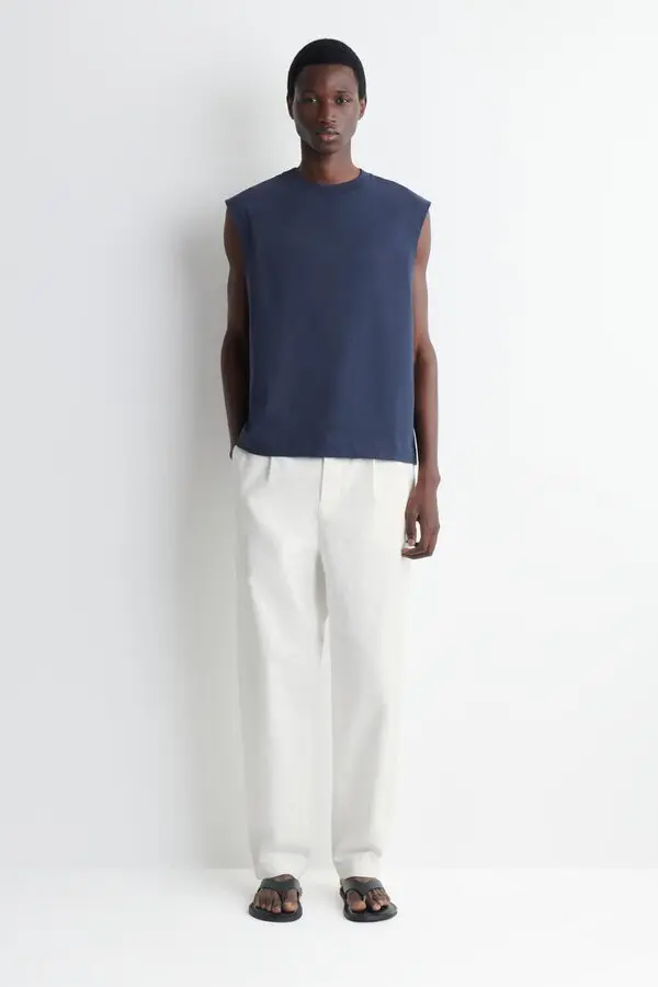Cos Relaxed Cotton-crepe Tank Top - Navy